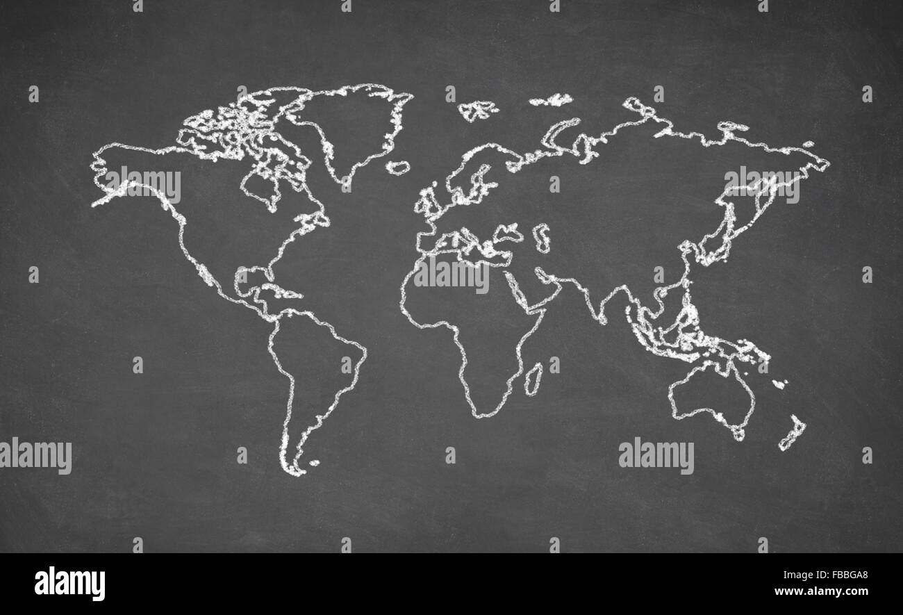 Black and white outline map of world hi-res stock photography and ...