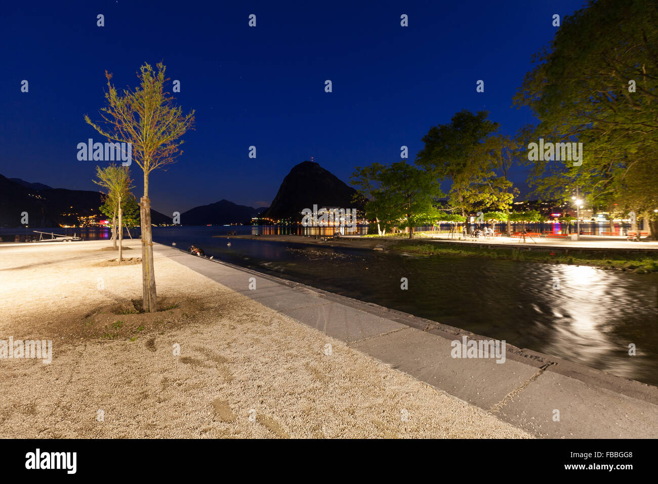 Night Landscape, Lake Lugano Stock Photo - Alamy