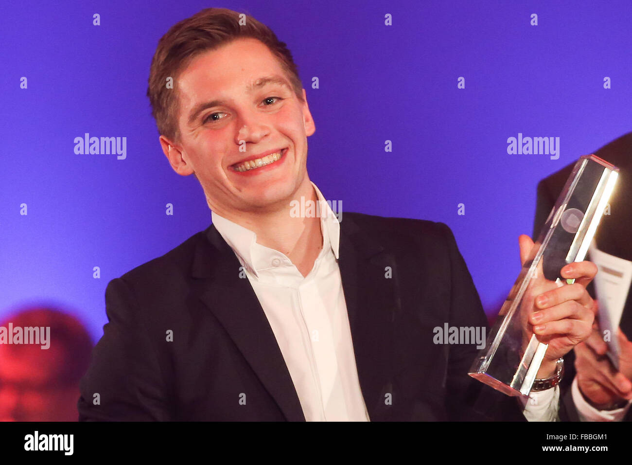 Actor Jonas Nay is presented with the award for best actor at the ...