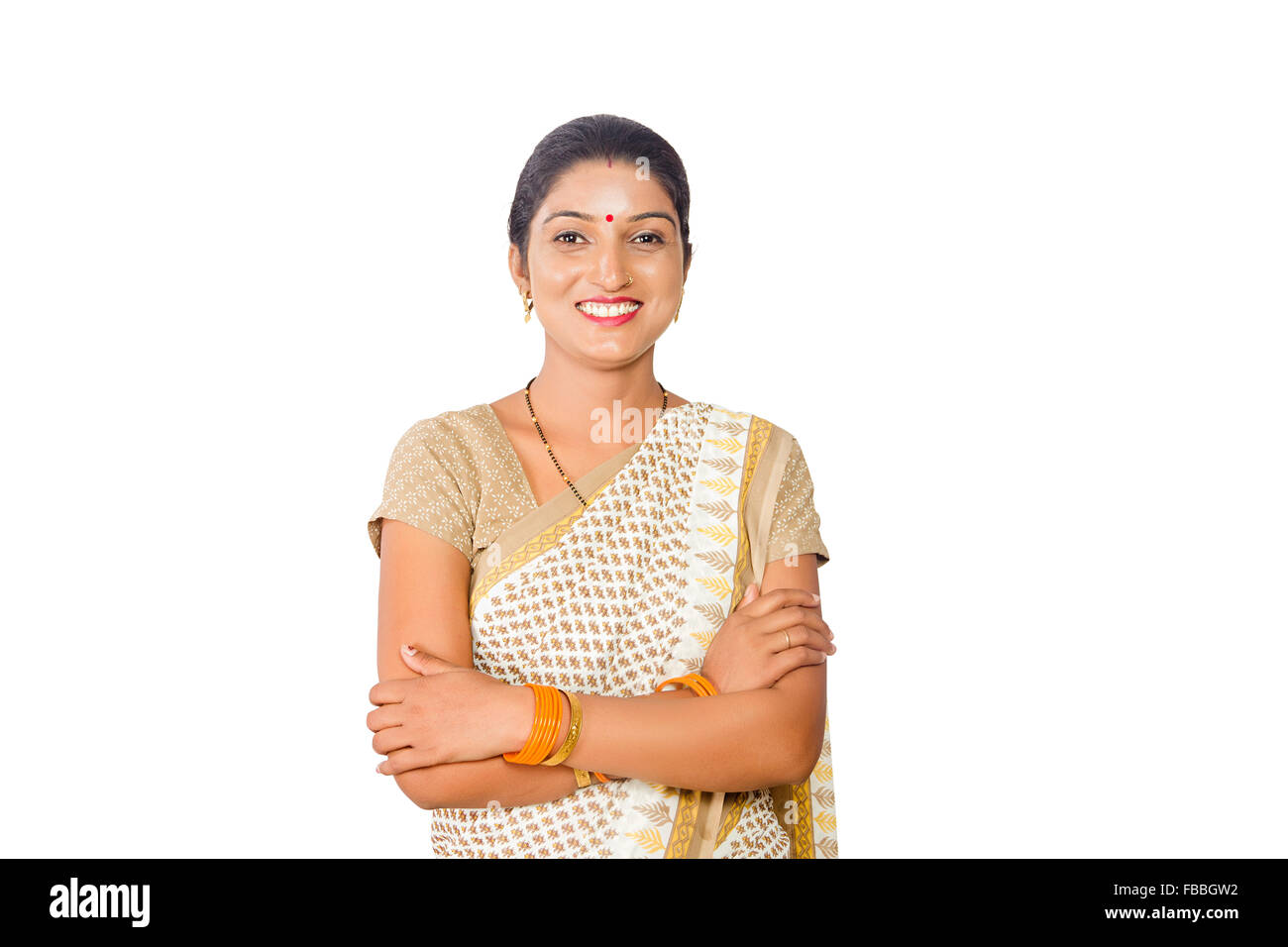 1 indian rural villager woman Arms crossed standing pose Stock Photo ...