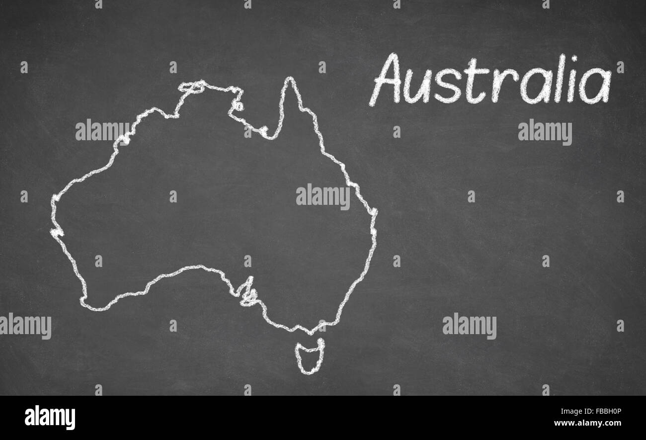 Australia map drawn on chalkboard Stock Photo - Alamy