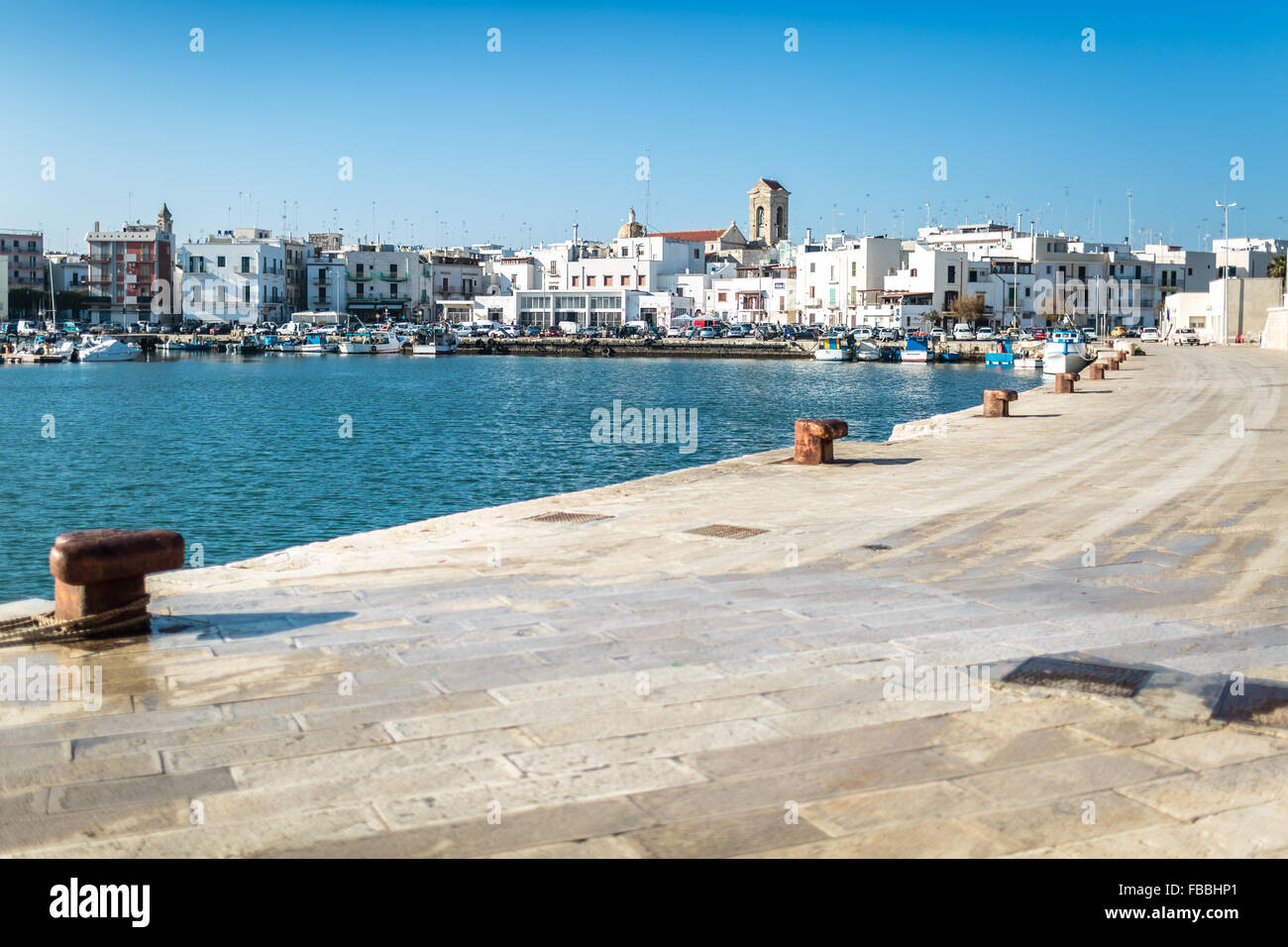 View of a nice fishing harbor in Mola di Bari, Puglia region, Italy ...