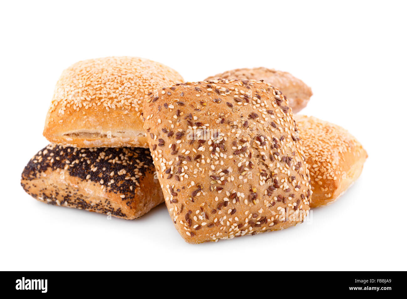 Breads with different seeds isolated on white background Stock Photo ...