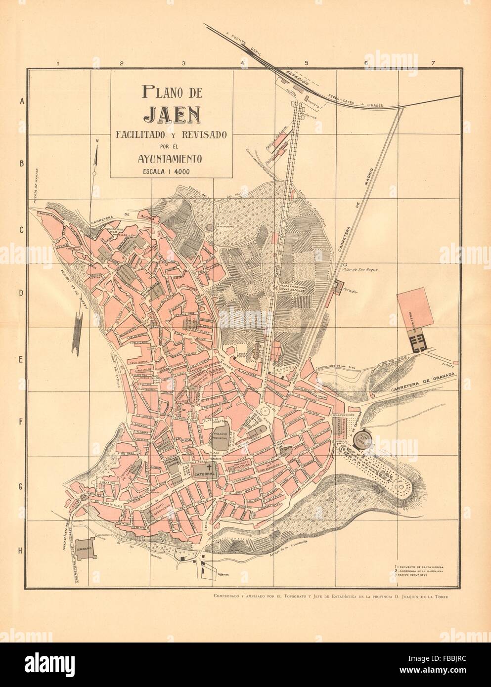 JAEN. Plano antiguo de la cuidad. Antique town/city plan. MARTIN, c1911 ...