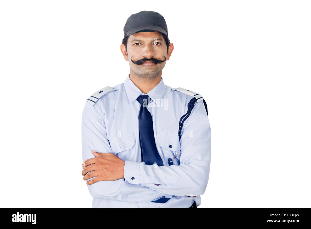 1 indian man Security Guard Standing Arms Crossed pose Stock Photo - Alamy