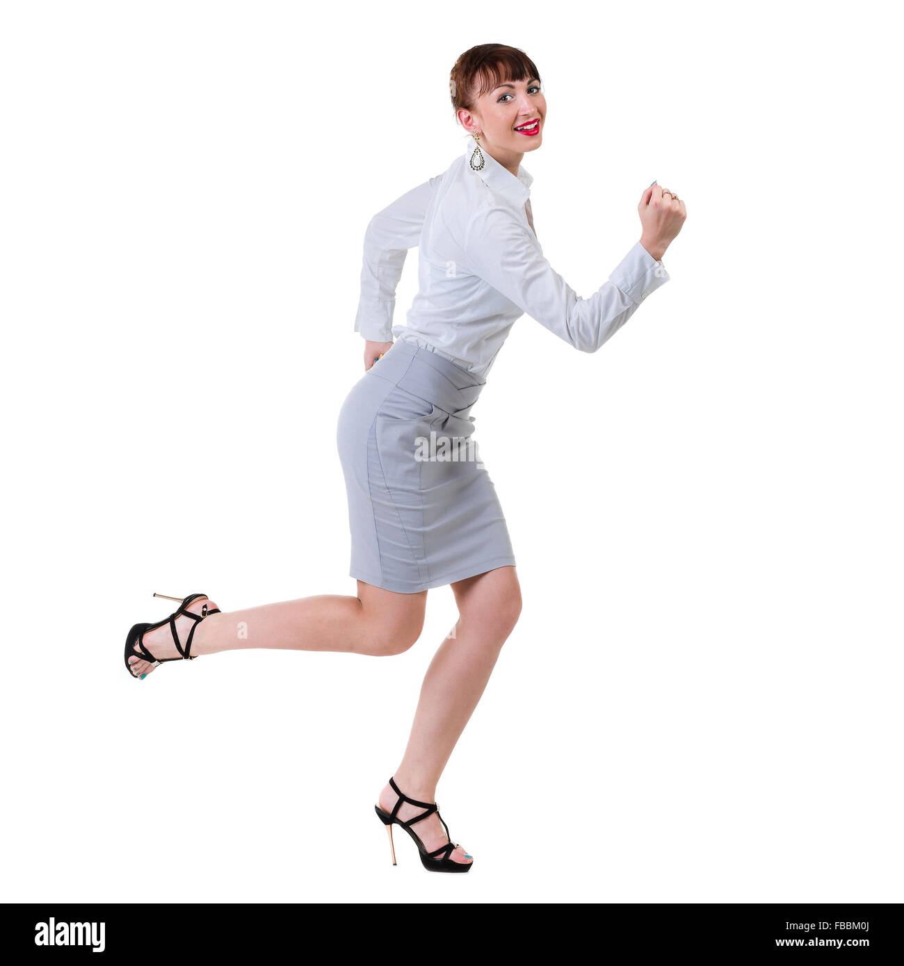 Businesswoman running isolated Stock Photo - Alamy