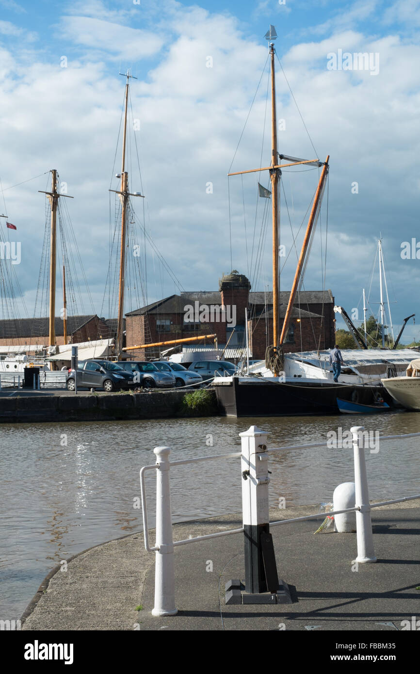 Water point in the main basin at Gloucester docks in southern England ...