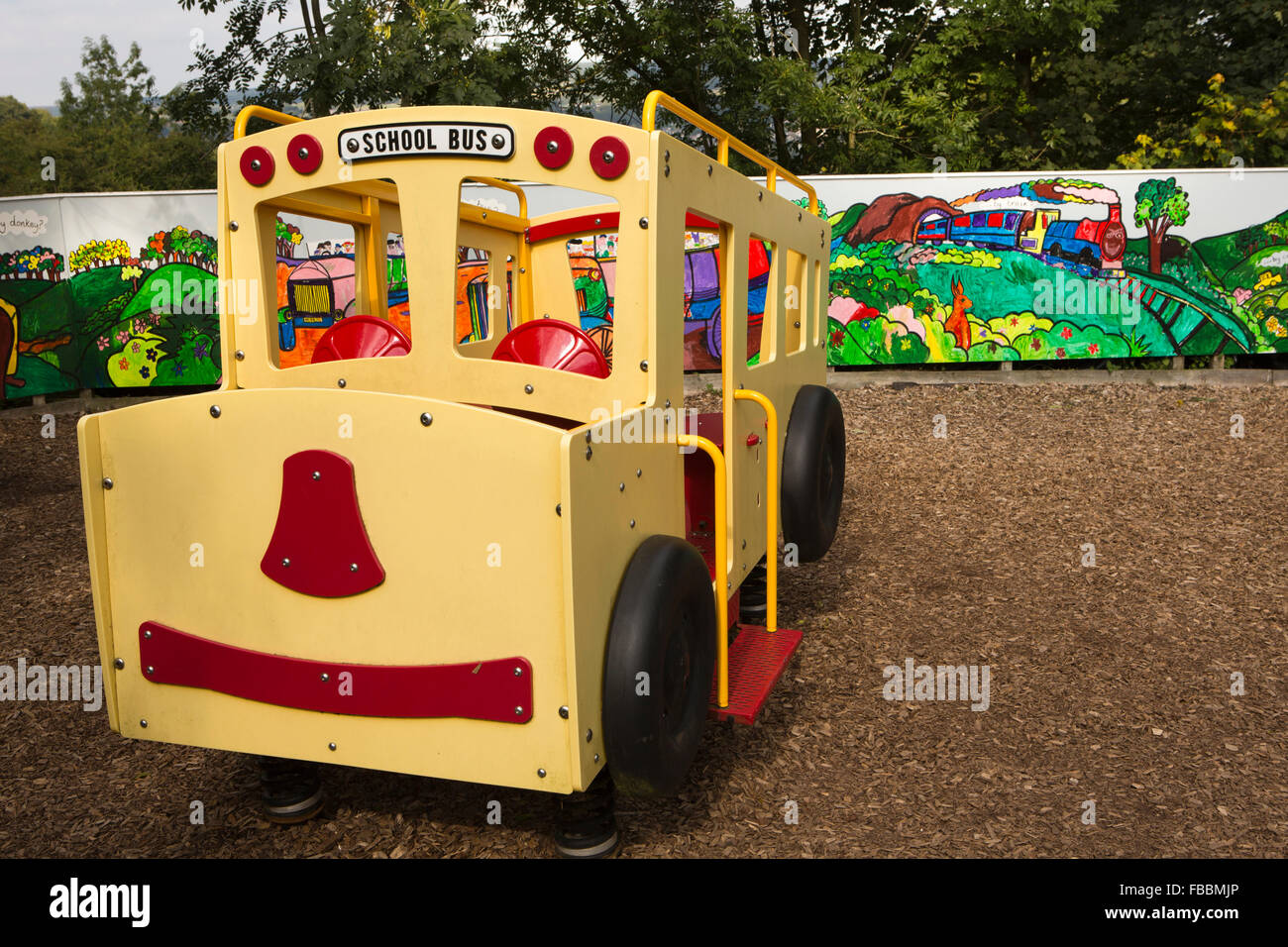 UK, England, Derbyshire, Matlock Bath, Heights of Abraham, school bus ...