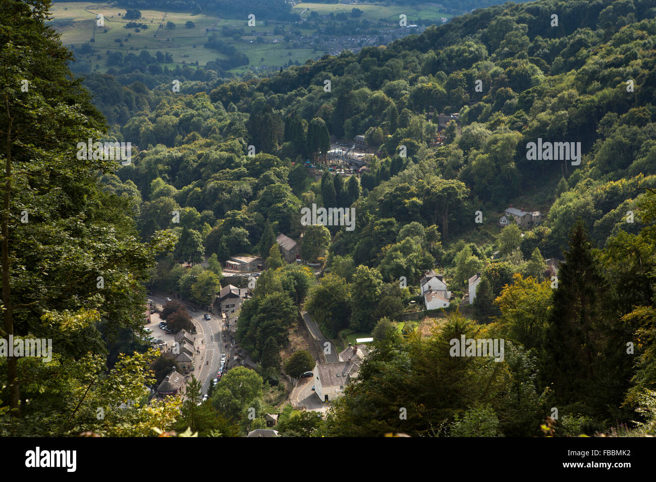 UK, England, Derbyshire, Matlock Bath, elevated view from the Heights ...