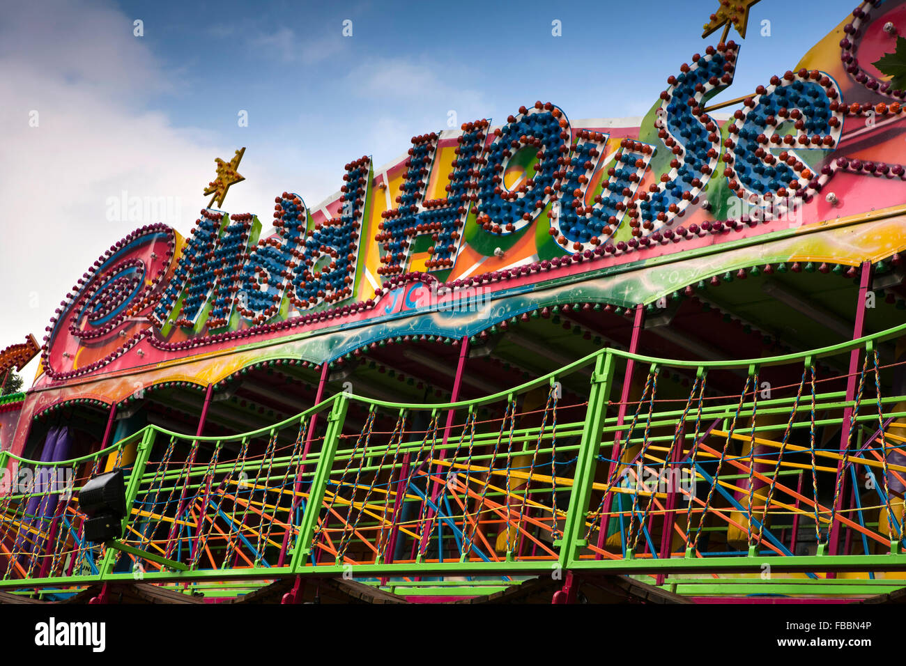 UK, England, Derbyshire, Matlock, Hall Leys Park, colourful Mad House ...