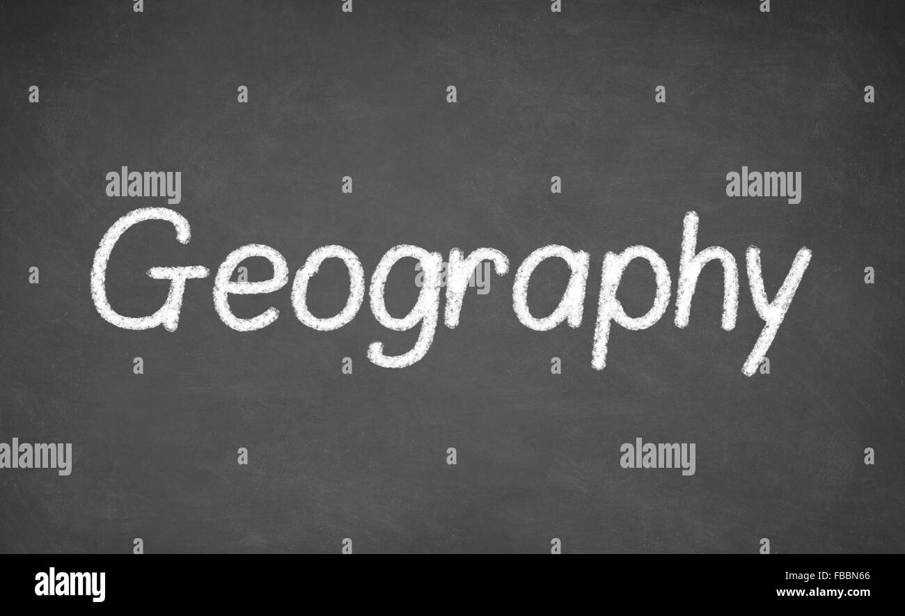 Geography lesson on blackboard or chalkboard Stock Photo - Alamy