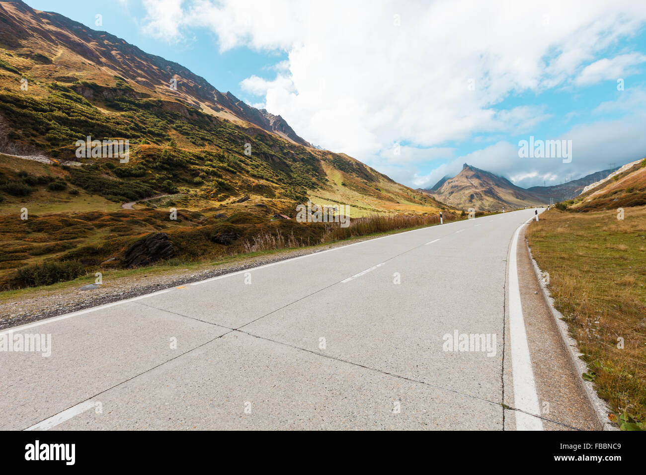 Swiss Alpine Landscape, road Stock Photo - Alamy