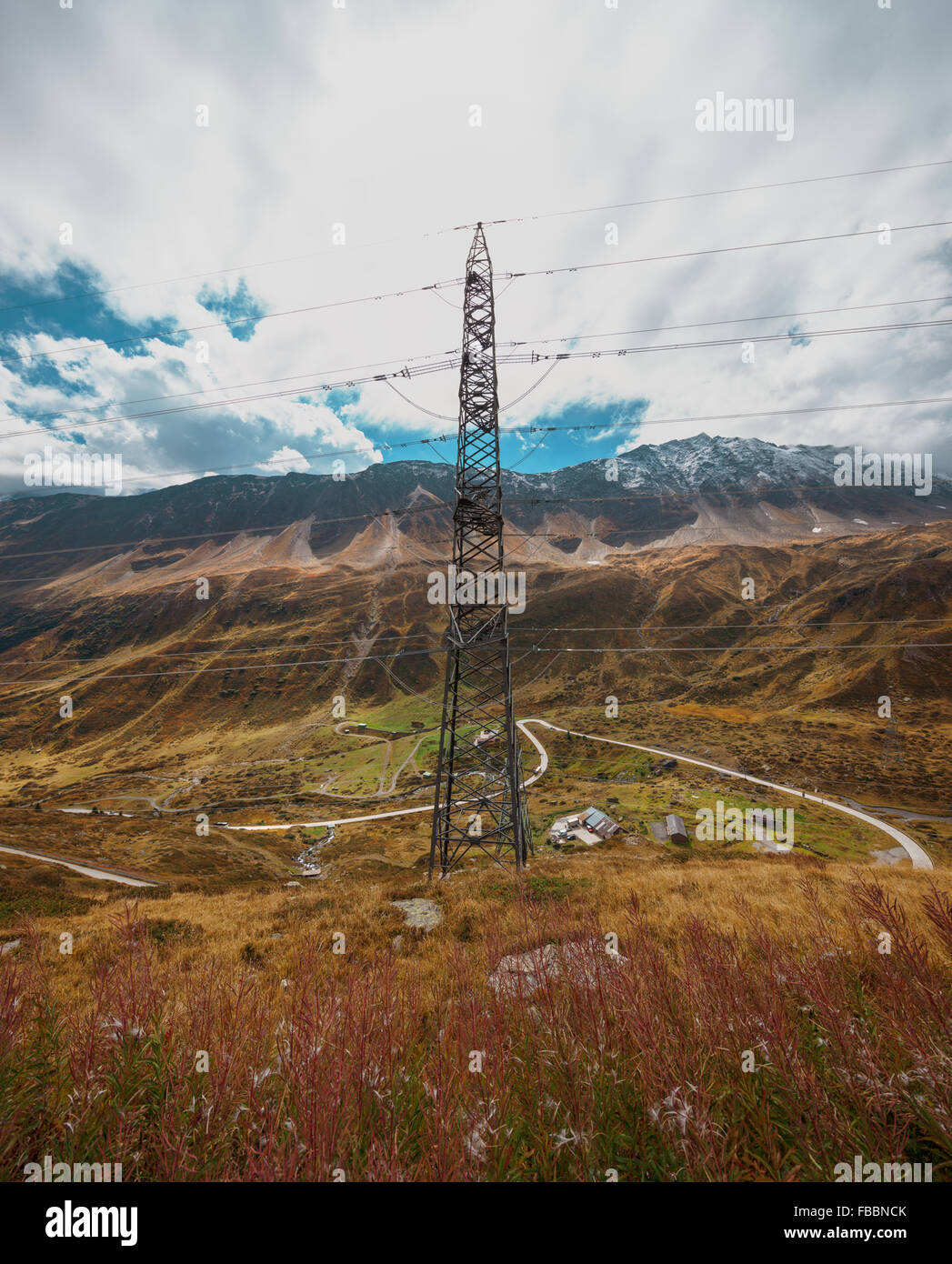 Pylon in the Alpine landscape Stock Photo - Alamy