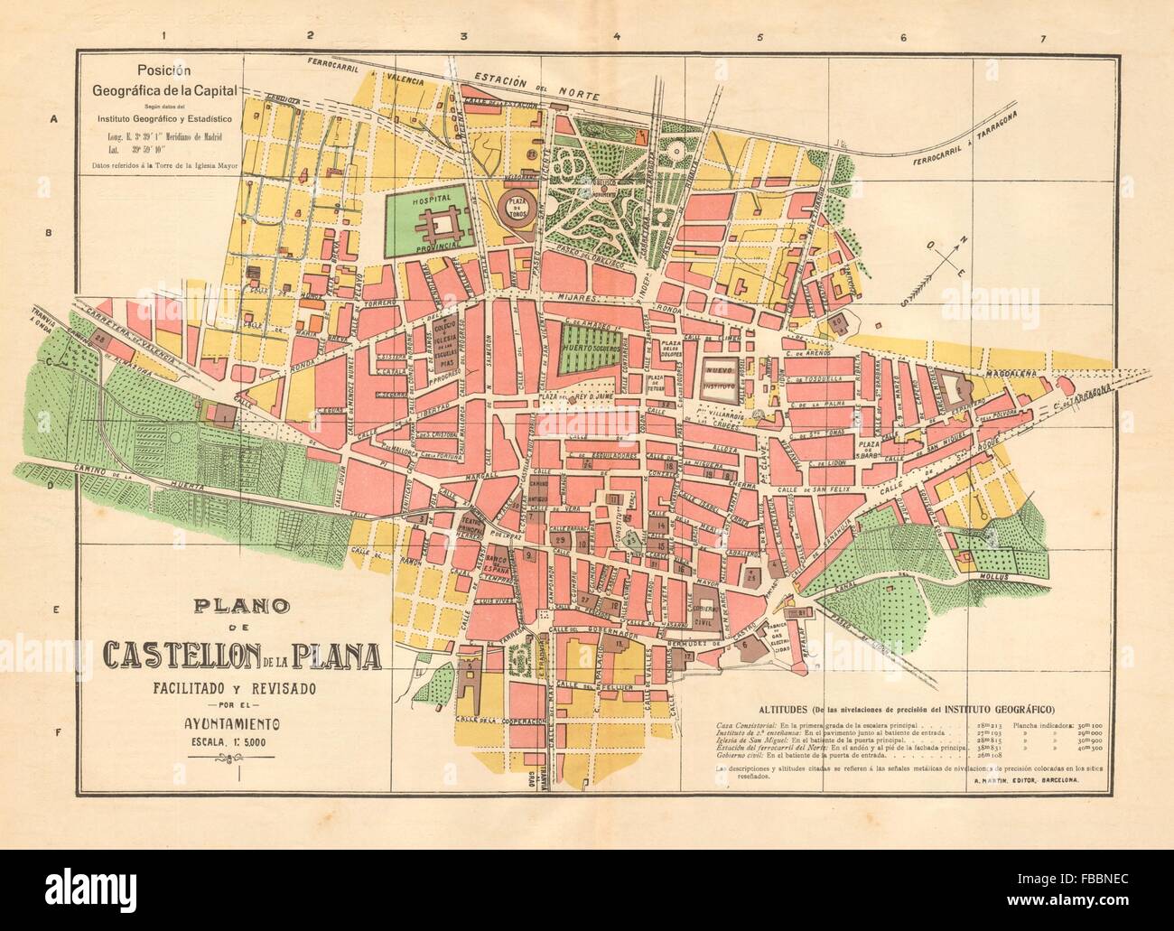 CASTELLON DE LA PLANA. Plano antiguo cuidad. Antique town plan. MARTIN ...