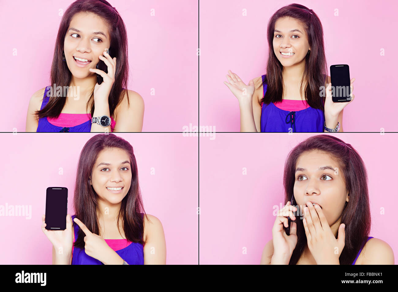 1 indian Beautiful Young Woman Comparison Mobile Phone Multi Tasking ...