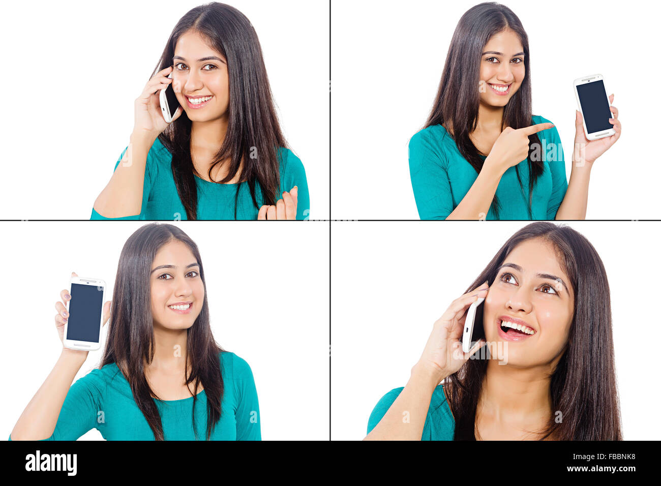 1 indian Beautiful Young Woman Comparison Mobile Phone Multi Tasking ...
