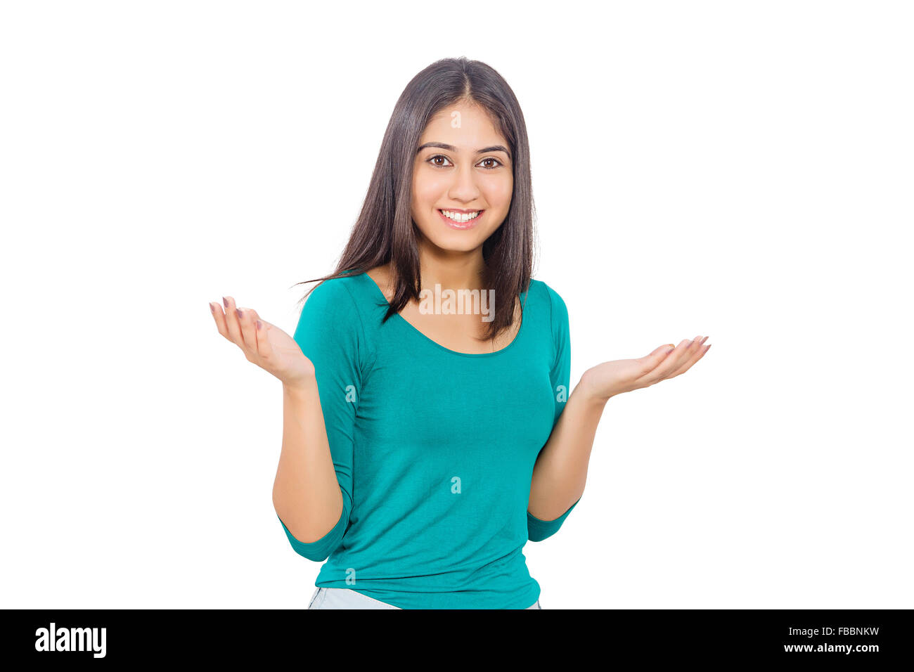 1 indian Young Woman hand showing Stock Photo - Alamy