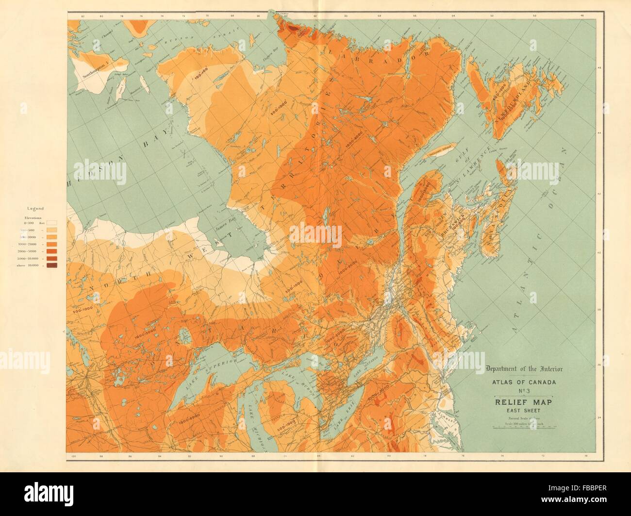 EASTERN CANADA relief. Maritimes Ontario Quebec Great Lakes. WHITE ...