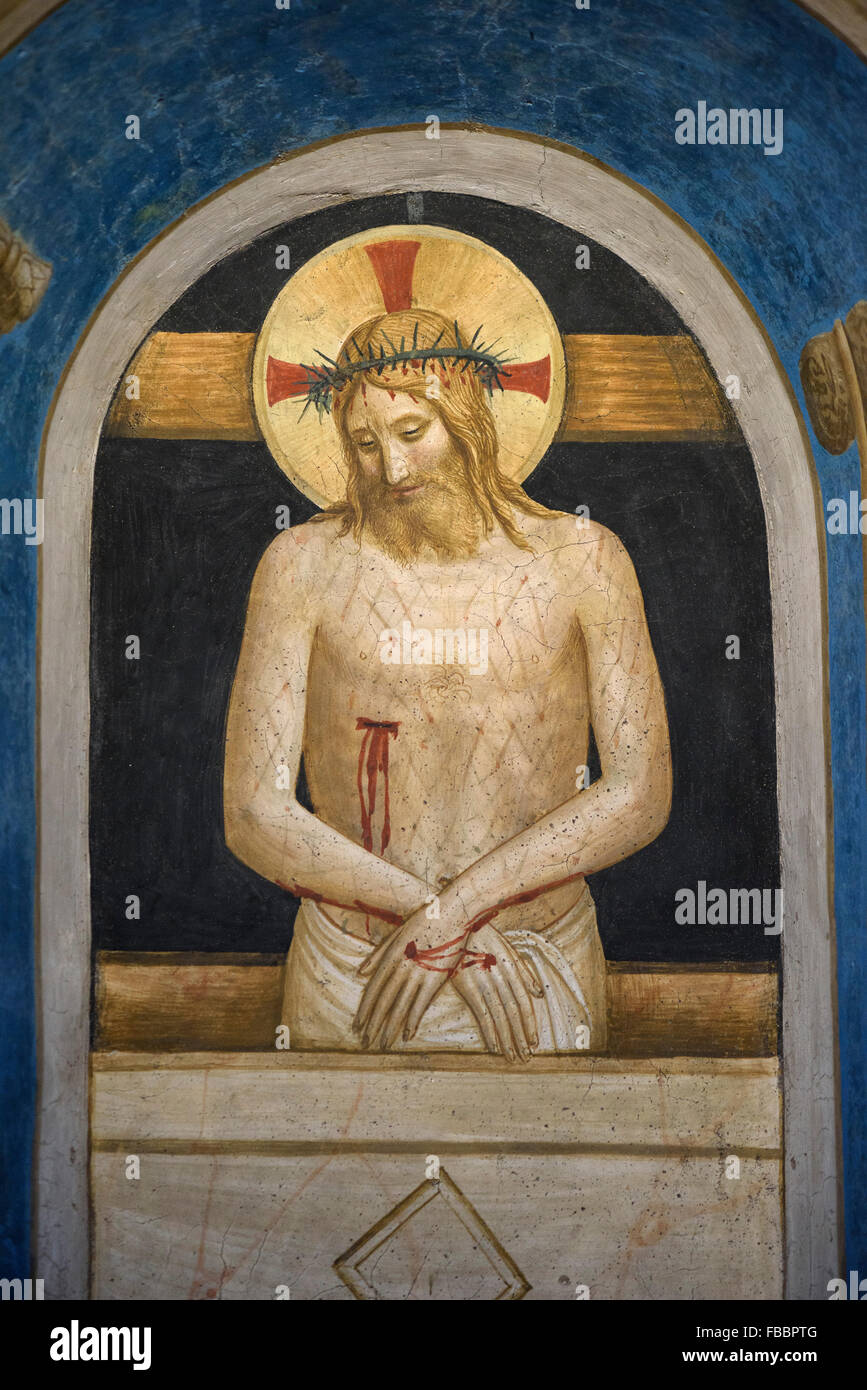 Florence. Italy. Niche with Christ in Pietà (ca. 1440), fresco by Fra ...