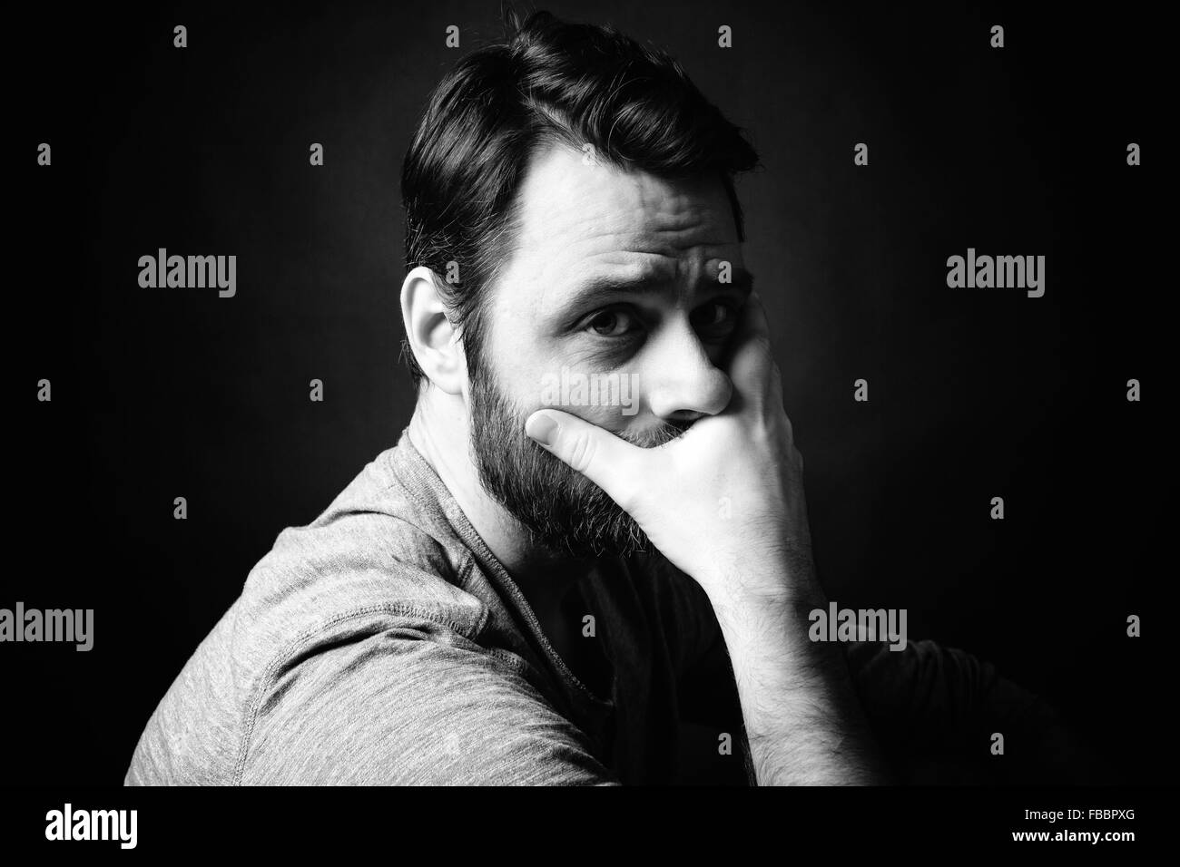Meditation man isolated in white Black and White Stock Photos & Images ...