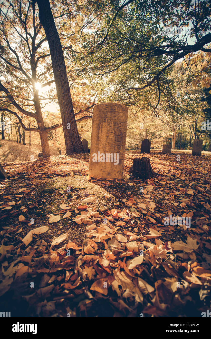 Old graveyard cemetery with headstone on fall day Stock Photo - Alamy