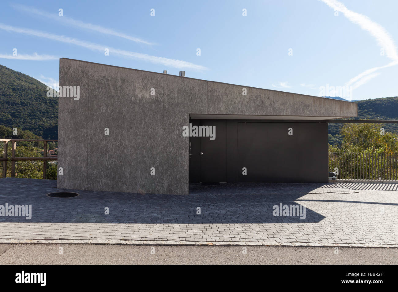 Modern house, minimalist square concrete Stock Photo - Alamy