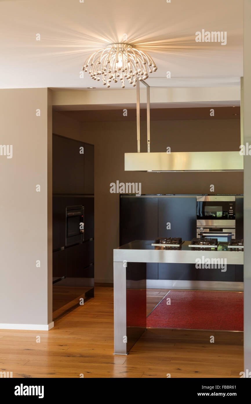 Modern kitchen of apartment, without objects, empty Stock Photo - Alamy