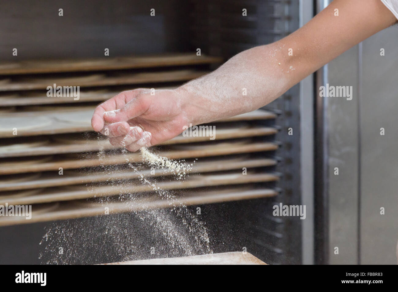pizzeria kitchen utensils shelves cook flour Stock Photo - Alamy