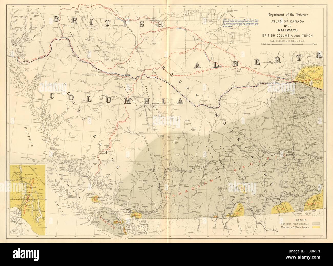 CANADA Railways. British Columbia & Yukon. Canadian Pacific. Mackenzie ...