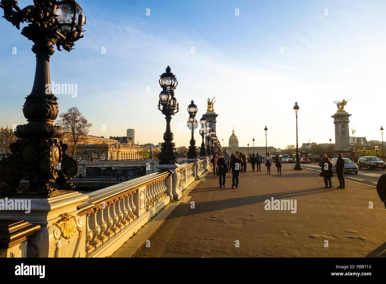 The Pont Alexandre III, with invalides behind arch bridge in Paris ...