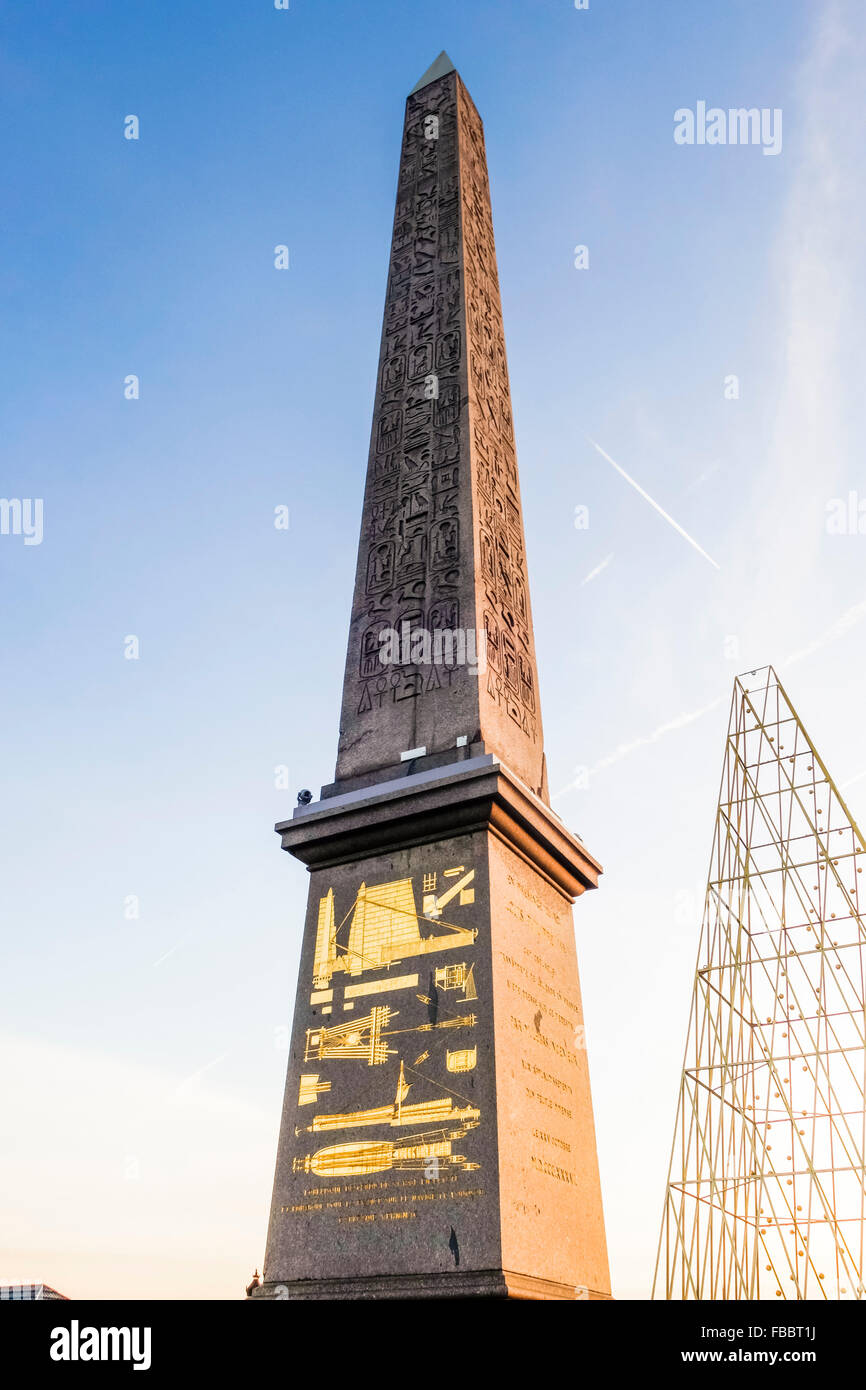 The Obelisk of Luxor at Place de la Concorde, Paris, France Stock Photo ...