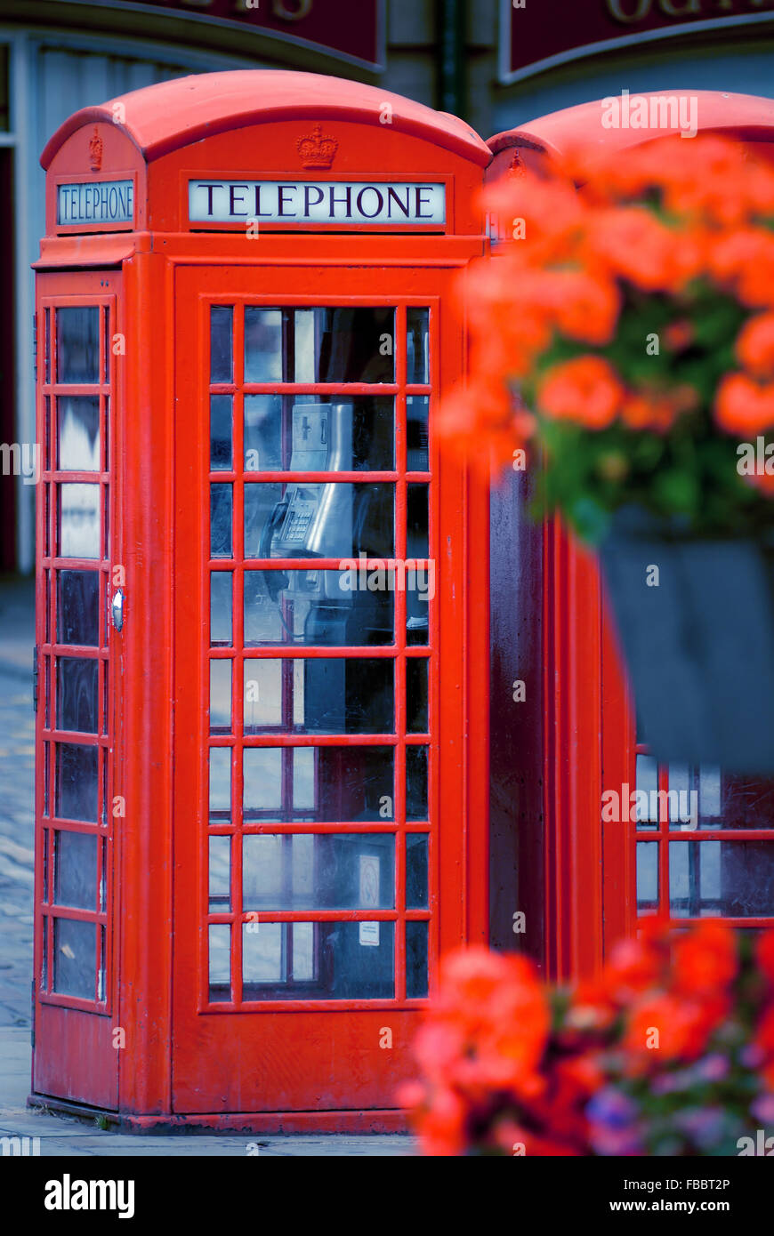 Phone boxes, Darlington, County Durham Stock Photo - Alamy