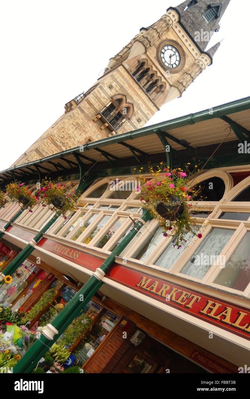 Clock Tower and market, Darlington, County Durham Stock Photo - Alamy