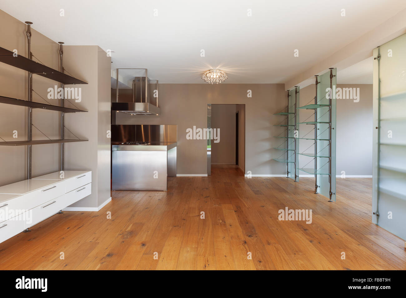 Interior of modern house, unfurnished apartment, open plan living Stock ...