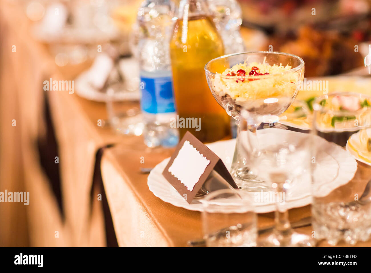 Wedding Reception Table with blank name settings Stock Photo - Alamy