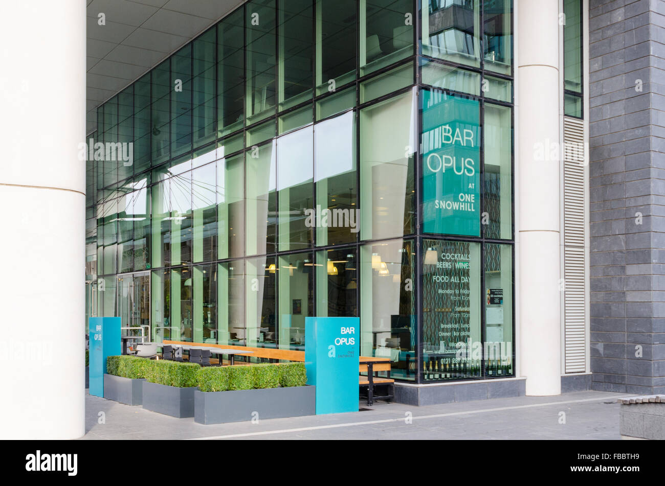 Bar Opus restaurant and bar at One Snowhill in Birmingham Stock Photo ...