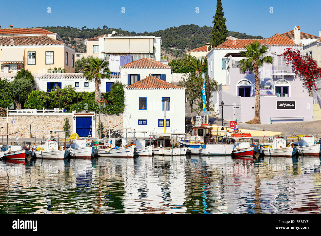 Boats in the old port of Spetses island, Greece Stock Photo - Alamy
