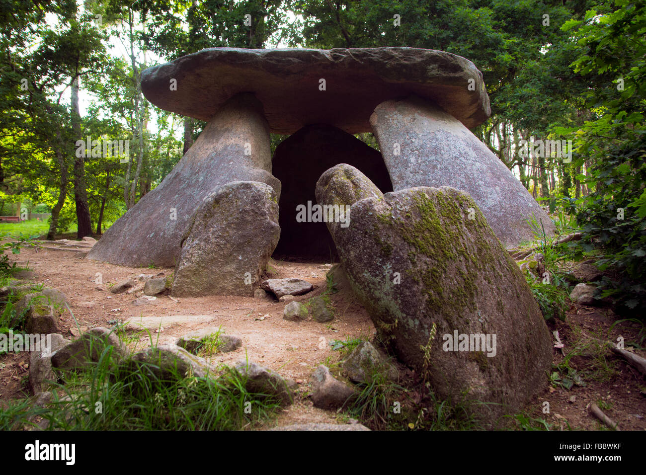 View of ancient prehistoric dolmen, stones burial construction in ...