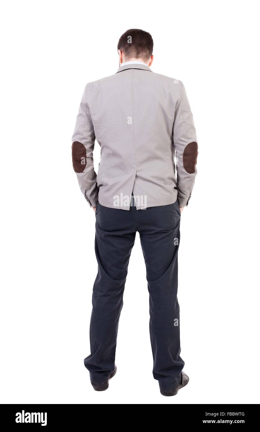 back view of Business man looks. Rear view people collection. backside ...