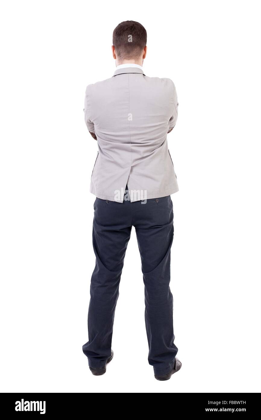 back view of Business man looks. Rear view people collection. backside ...