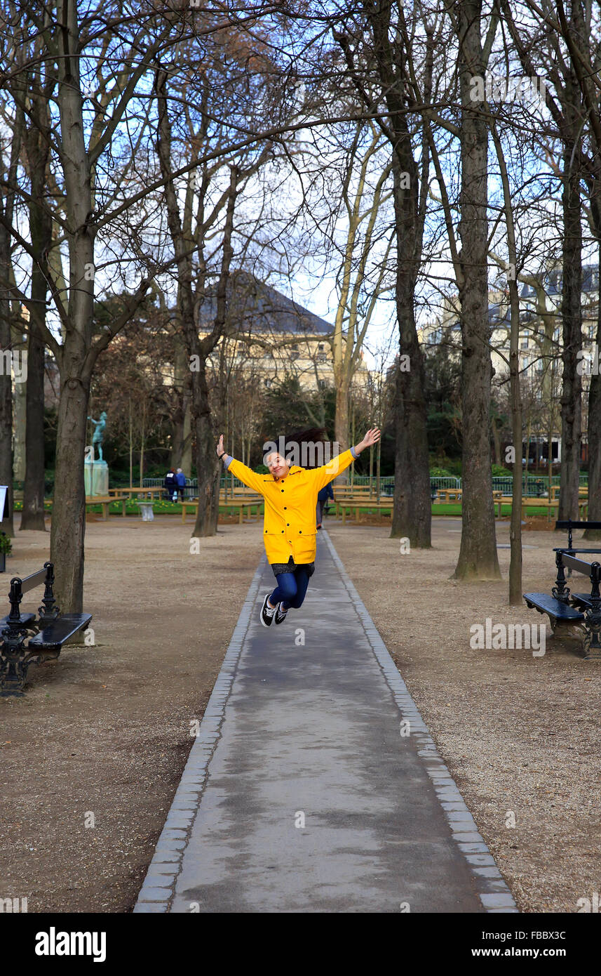 Beautiful student girl have fun in the park Stock Photo - Alamy