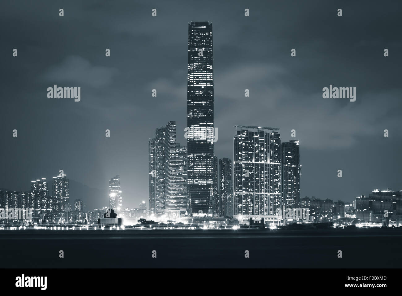 The Kowloon Skyline At Night Seen From Sheung Wan In Hong Kong Hong