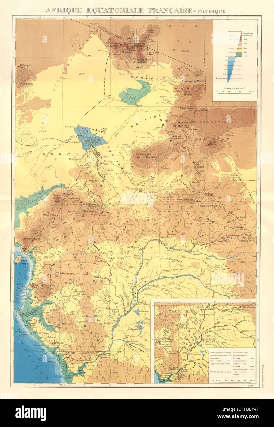 FRENCH EQUATORIAL AFRICA Afrique équatoriale française.Navigable rivers ...