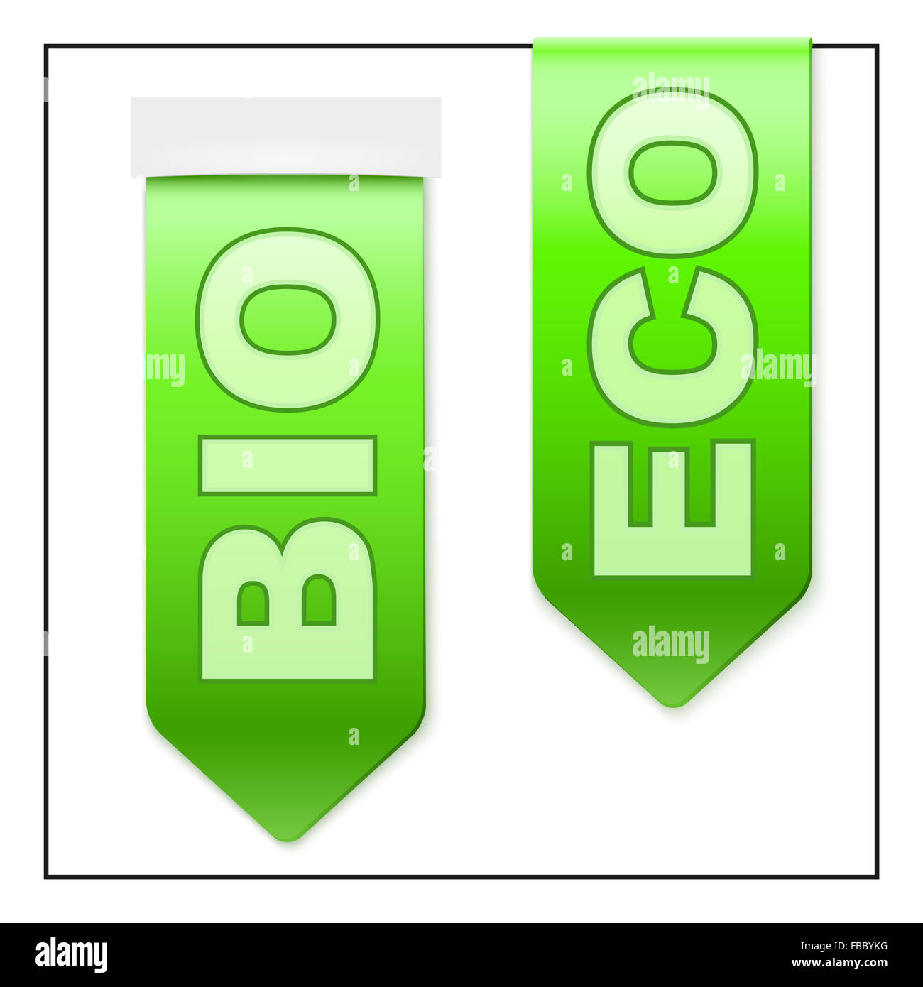 Set of Popular Ribbons BIO and ECO. Realistic modern style Stock Photo ...