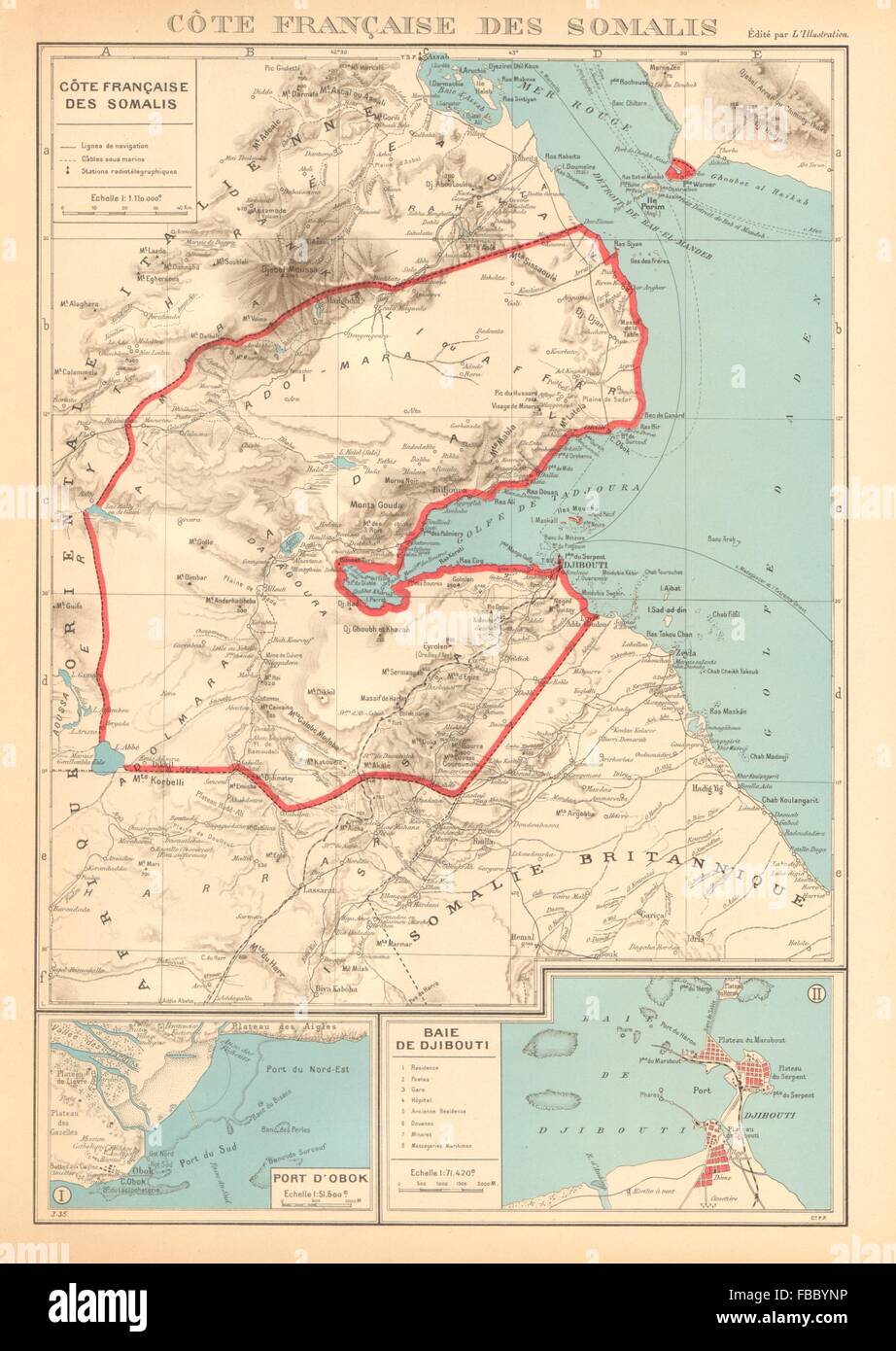 FRENCH SOMALILAND. Cote Française des Somalis. Obok & DJIBOUTI plans ...
