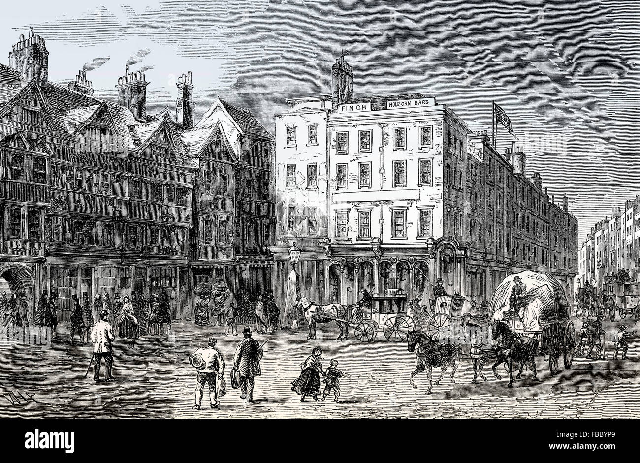 Old Holborn, middle row, London, England, 1865 Stock Photo - Alamy