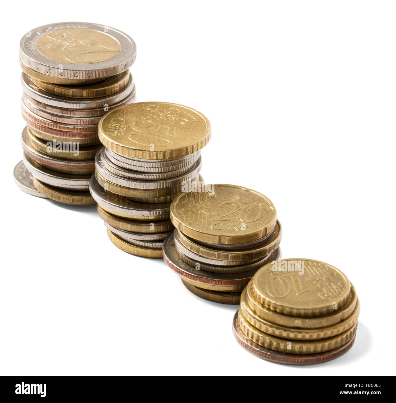 Piles of coins Stock Photo - Alamy