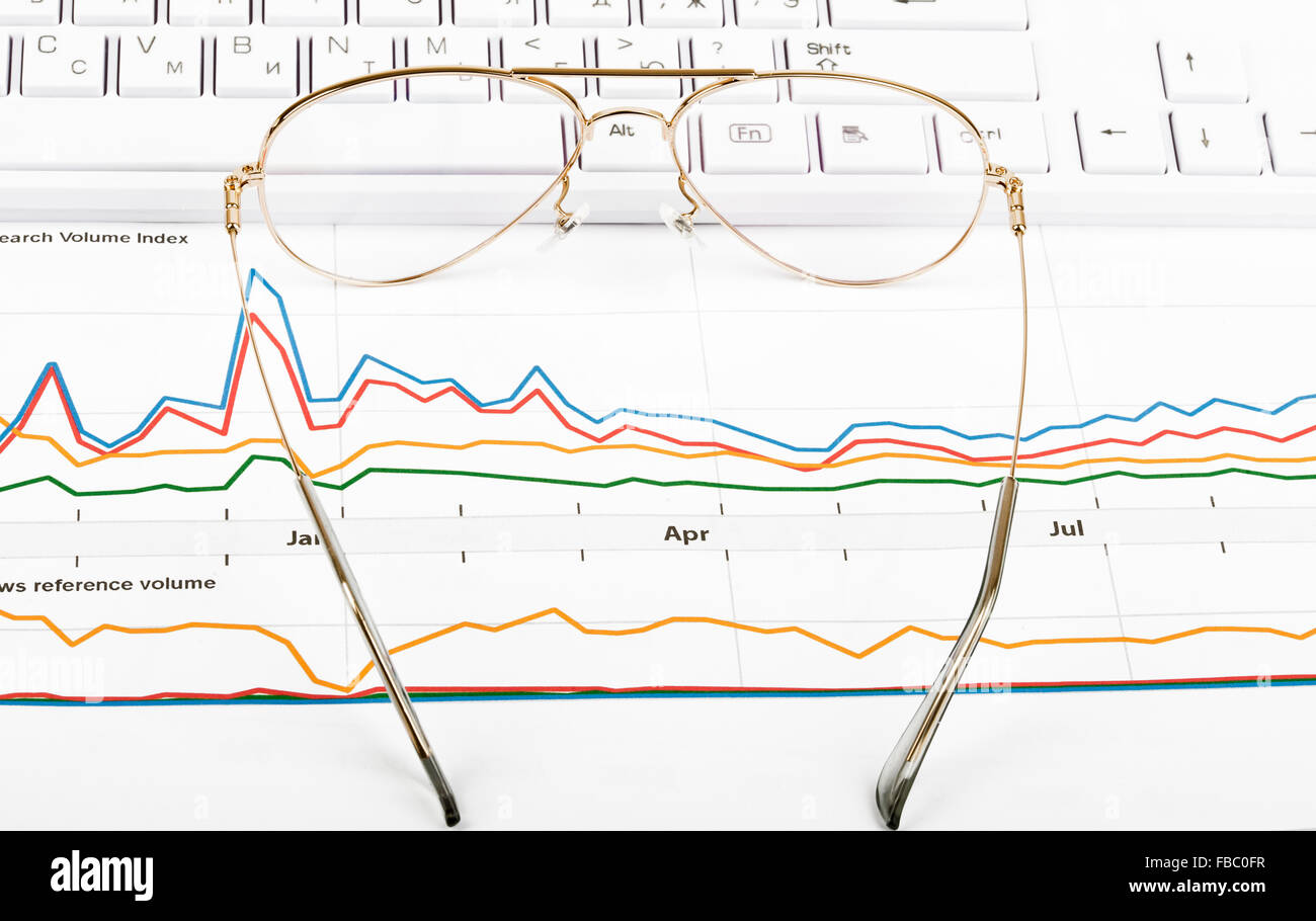 Keyboard with eyeglasses Stock Photo - Alamy