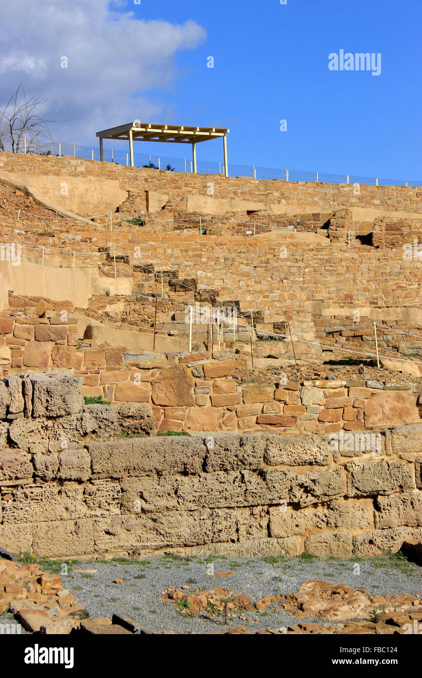 Ancient Ifestia amphitheater and other architectural elements. Lemnos ...