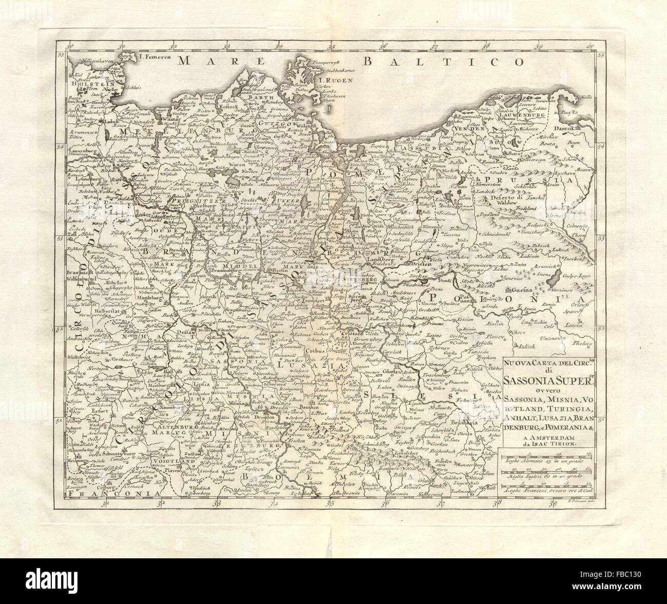 'Nuova Carta del Circolo di Sassonia Superiore' by Isaak TIRION, 1740 ...